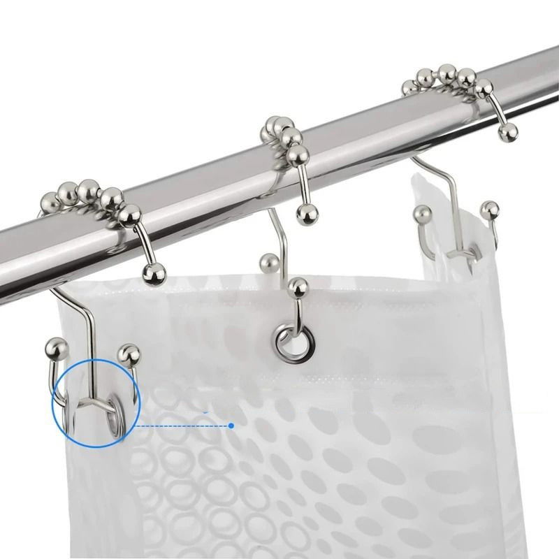 Crochets pour rideau de douche - acier inoxydable - 12 pcs