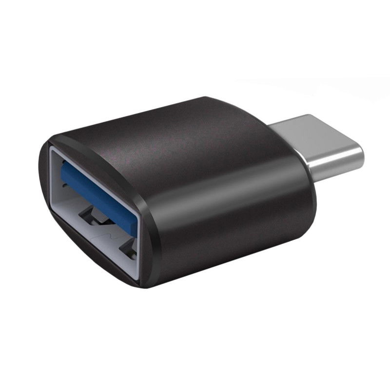 USB-A to USB-C Adapter, 3 cm - Black